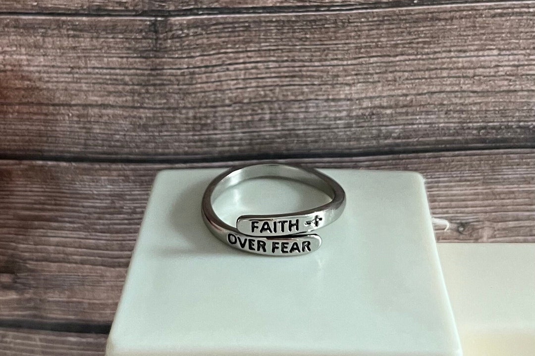 Faith Over Fear Ring, Adjustable Ring, Statement Ring, Spiritual Ring ...