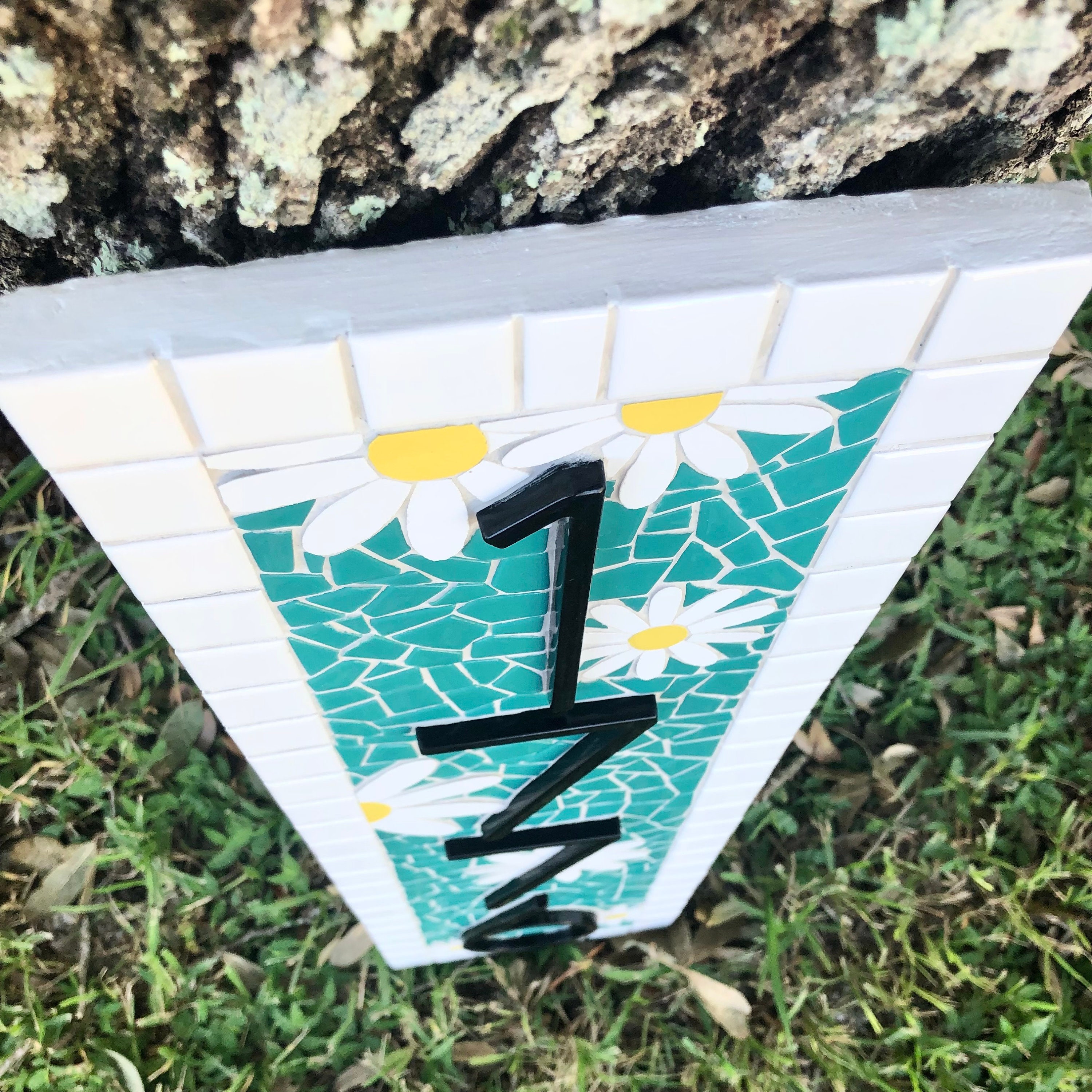 Floral Daisy Address Number Sign - Black Metal House Numbers - Handcut ...
