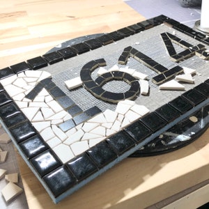 Address Number Sign - Black Mosaic House Numbers - Handcut/handcrafted ...