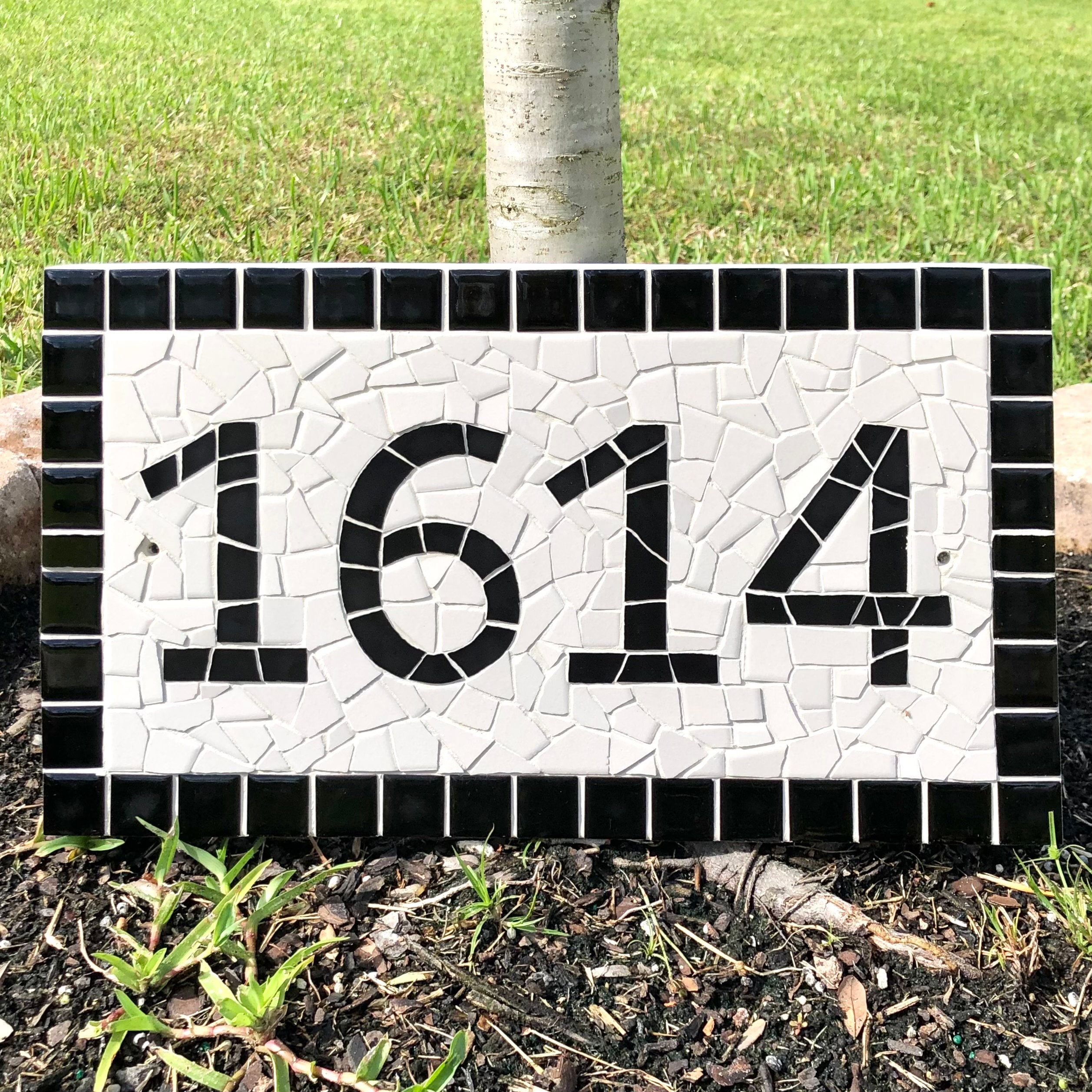 Address Number Sign - Black Mosaic House Numbers - Handcut/handcrafted ...