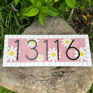 Floral Daisy Address Number Sign - Black Metal House Numbers - Handcut ...