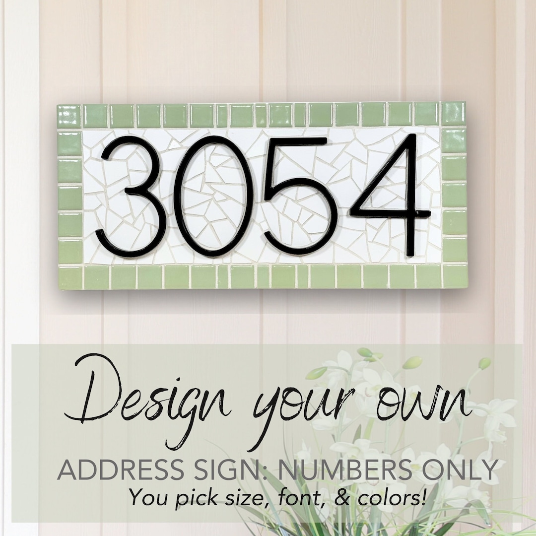 Custom House Number Tile Sign | Address Sign | Mosaic House Number ...