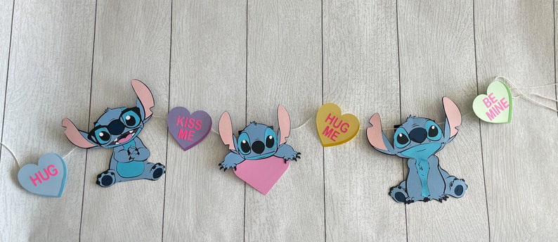Stitch Conversation Hearts Banner - Etsy