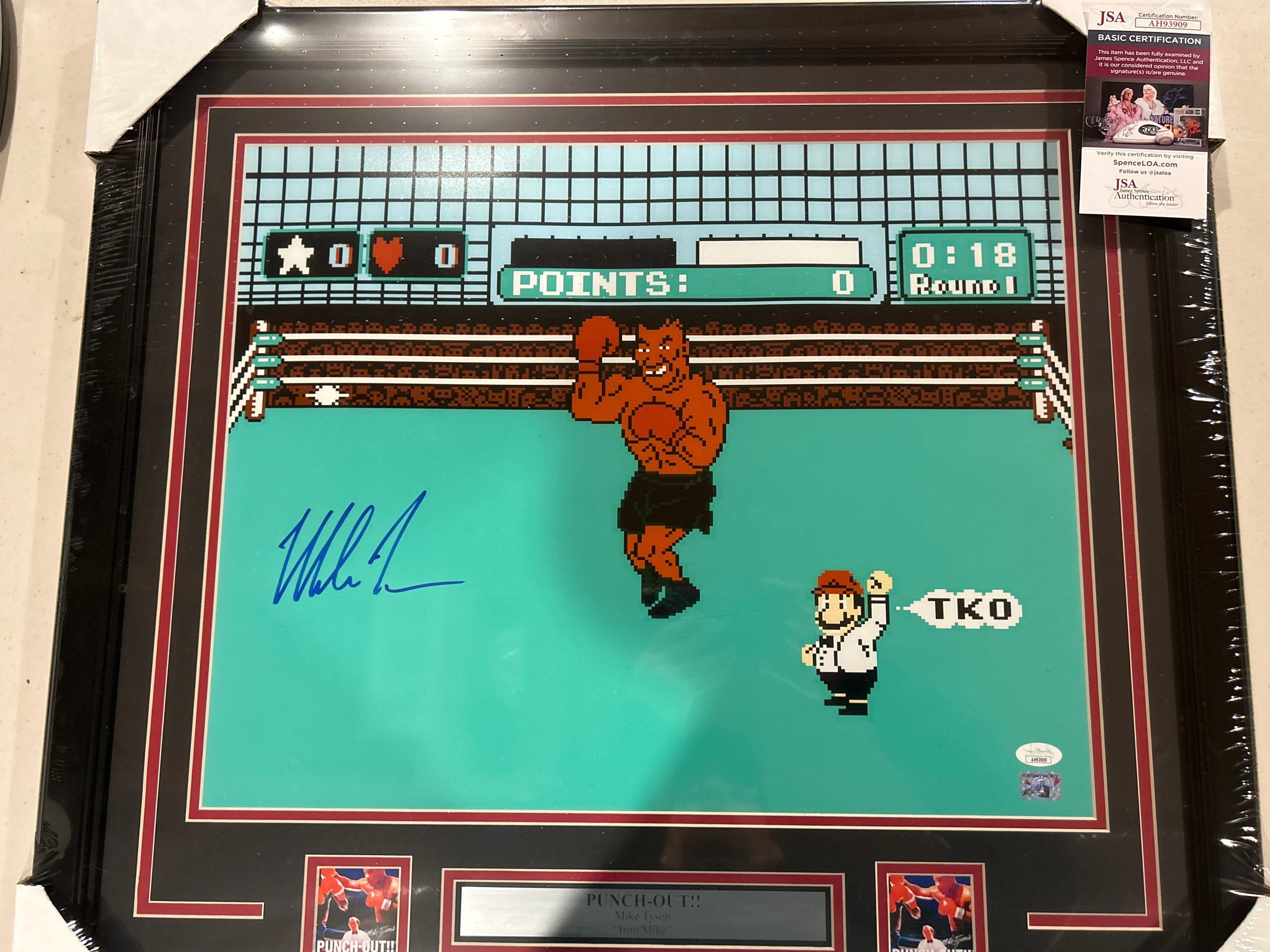 Mike Tyson Autograph Punch Out 16x20 Photo Black Framed Black Red ...
