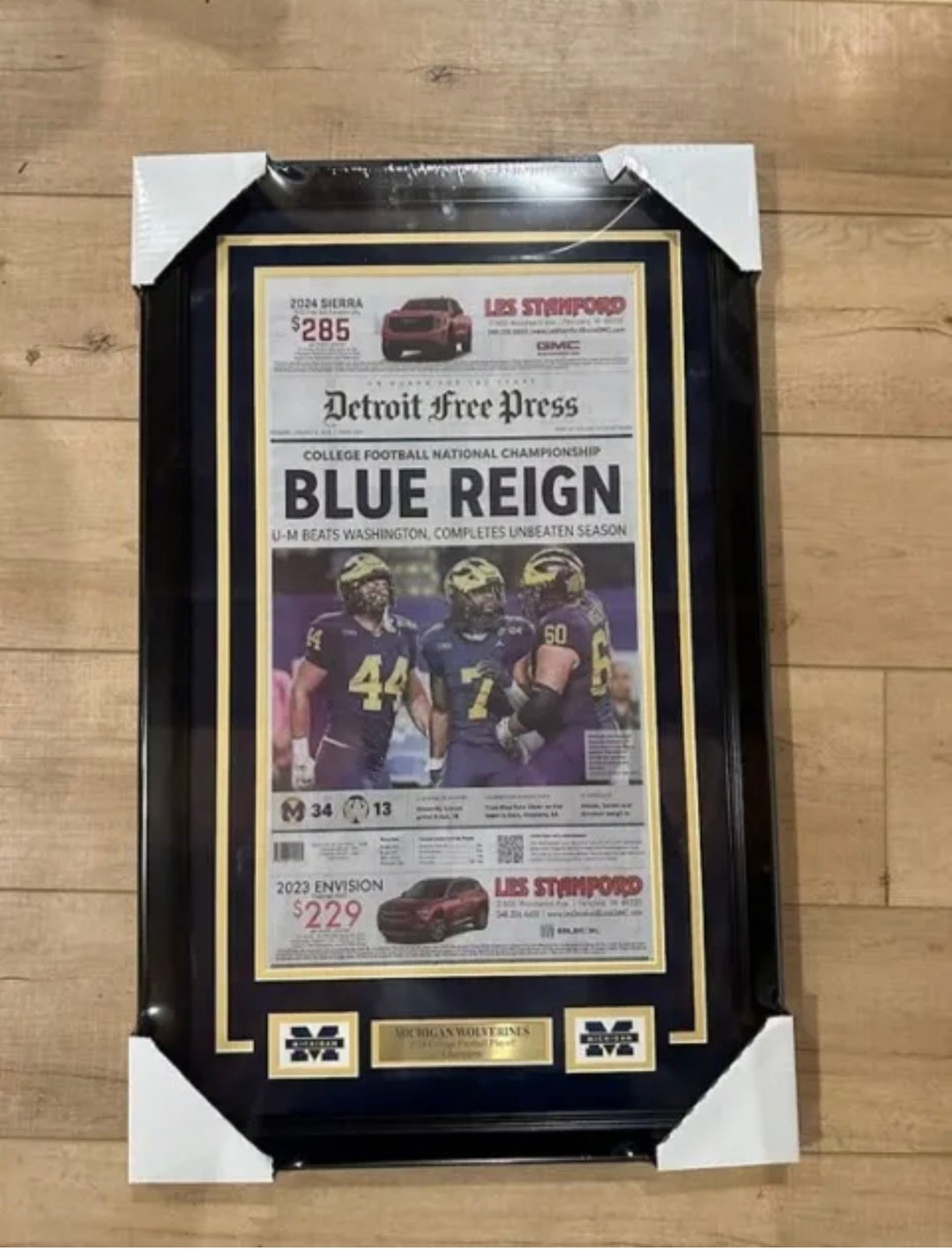Michigan Wolverines 2024 CFP Detroit Free Press Frontpage Newspaper ...