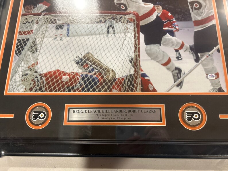 LBC Line Reggie Leach, Bill Barber, Bobby Clarke Autograph Signed ...