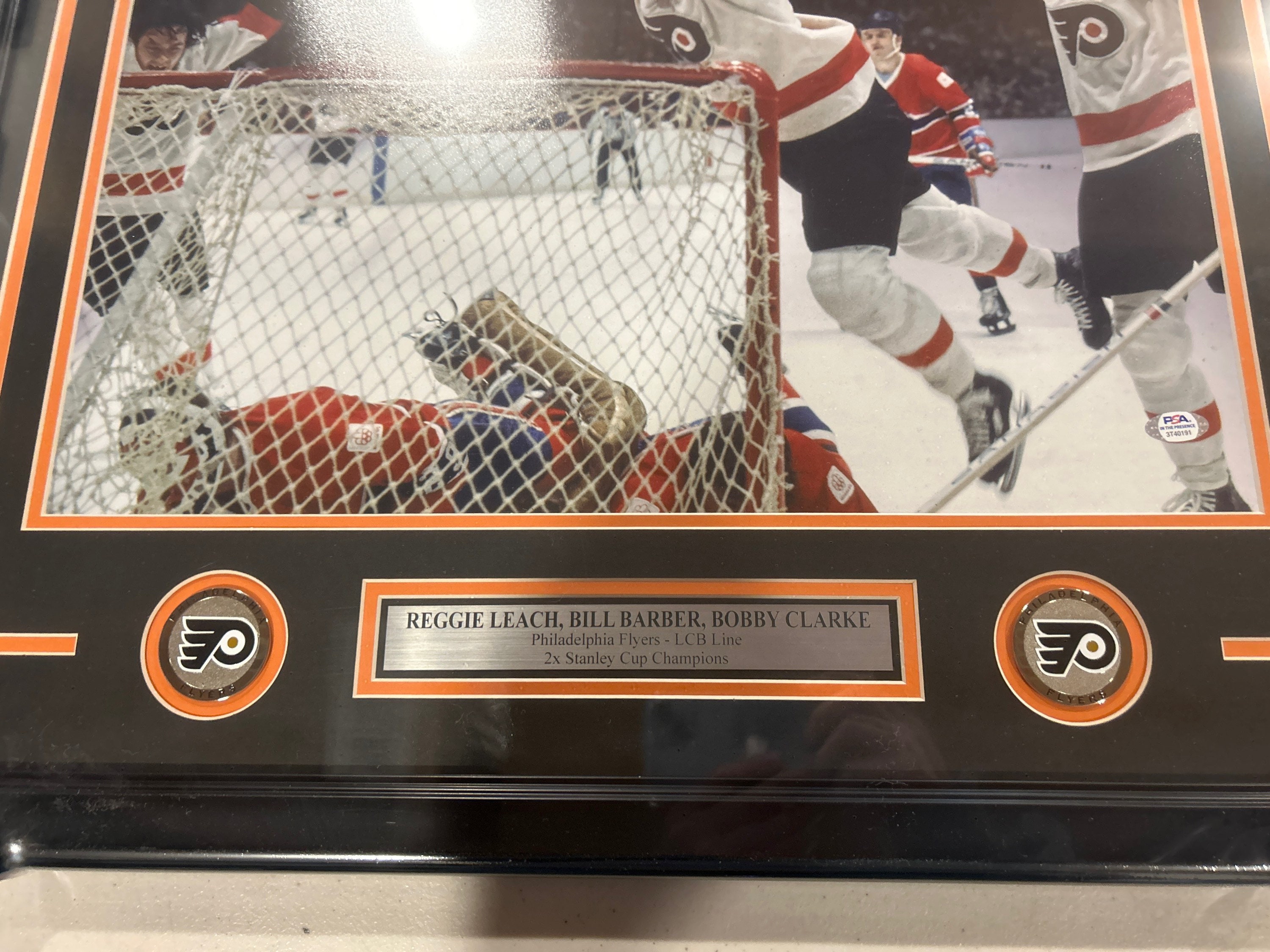 LBC Line Reggie Leach, Bill Barber, Bobby Clarke Autograph Signed ...