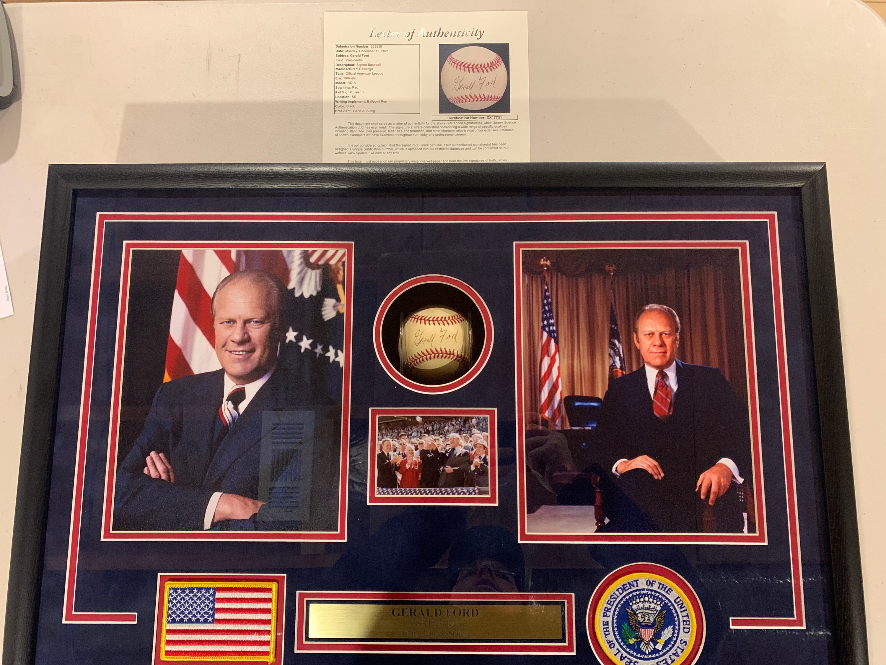 Gerald Ford Autograph Signed American League Official Baseball Collage ...