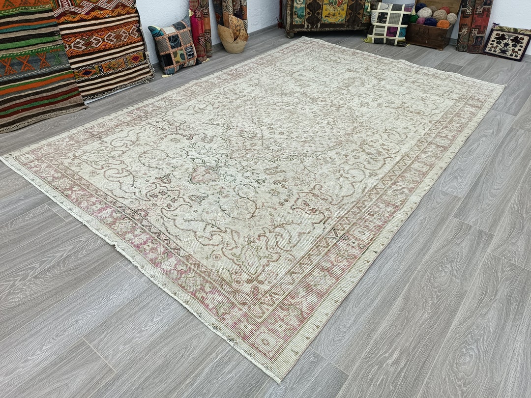 6x10 Neutral Handmade Red and Beige Area Rug-vintage Neutral - Etsy