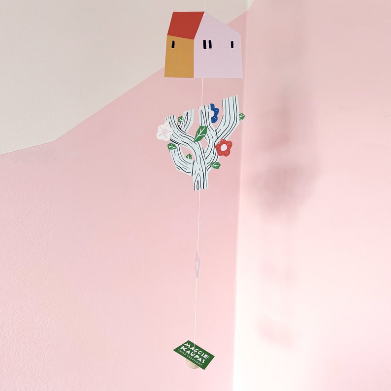 Colourful Retro House Design-paper Mobile - Etsy