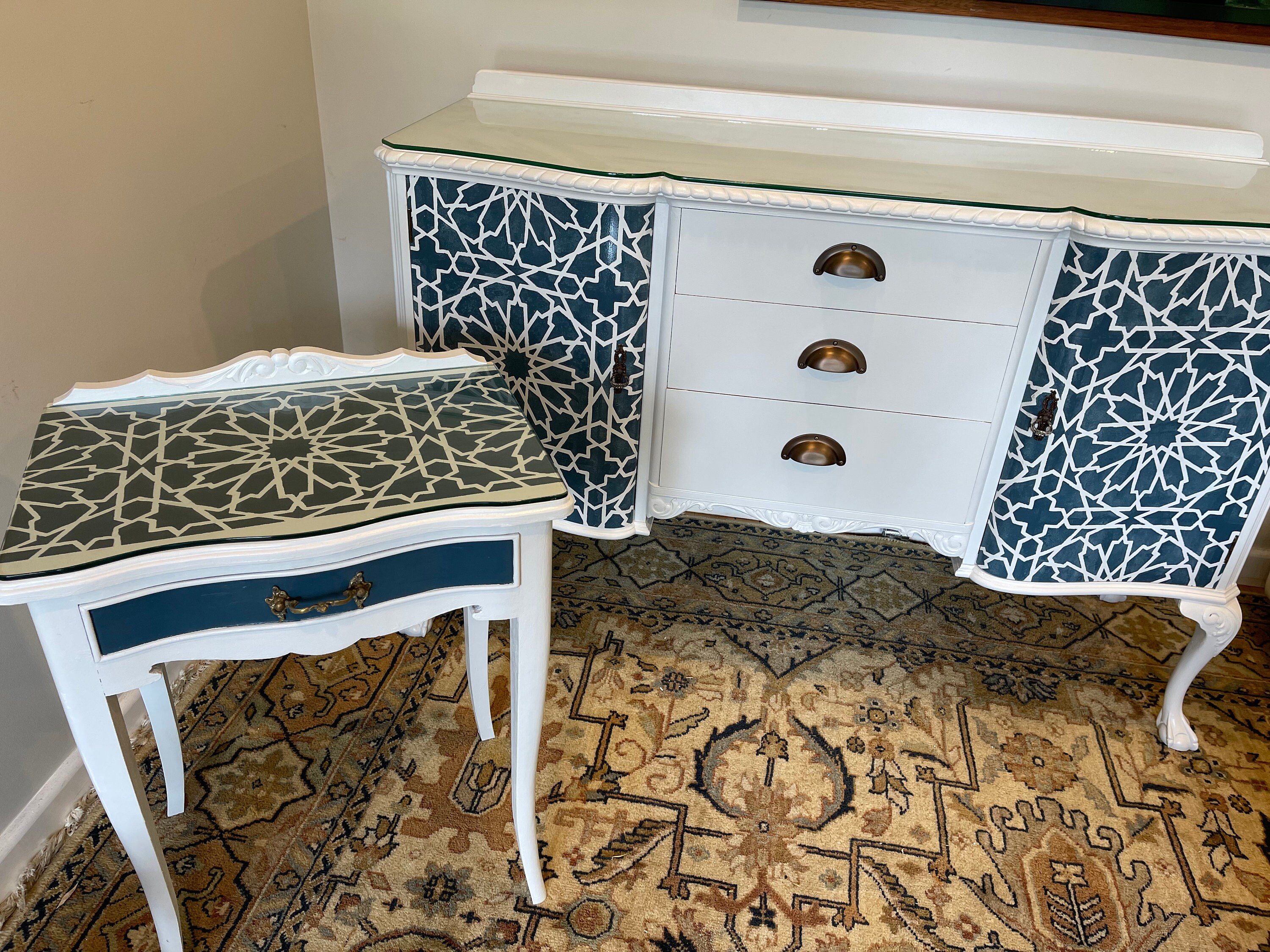 Hamptons Style Sideboard and Side Table - Etsy UK