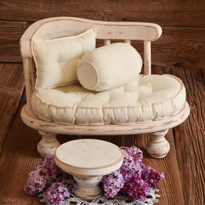 Wooden Chaise Longue With Pillows Photography Prop, Newborn and ...
