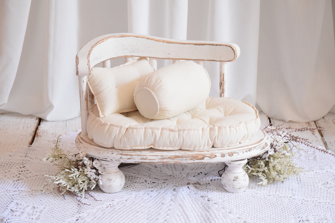 Wooden Chaise Longue With Pillows Photography Prop, Newborn and ...