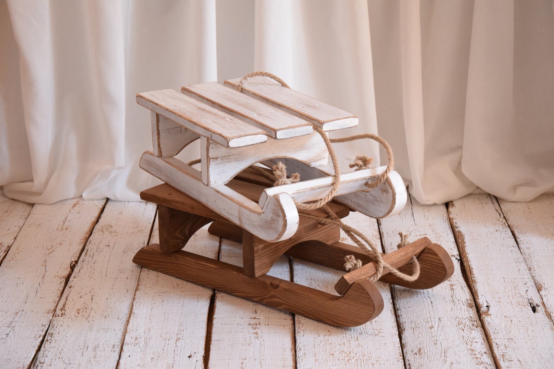 Santa’s Sleigh Photo Props, Wooden Sledge Photography Props for Newborn ...
