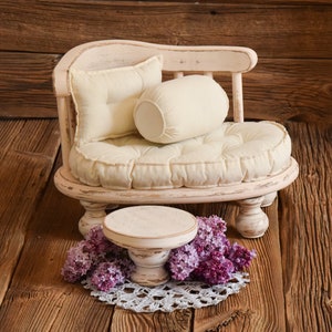 Wooden Chaise Longue With Pillows Photography Prop, Newborn and ...