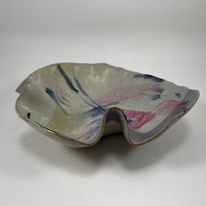 Signed Studio Art Pottery Bowl | Abstract Blue, Pink, & Cream Glaze ...