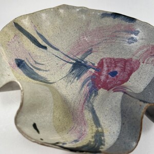 Signed Studio Art Pottery Bowl | Abstract Blue, Pink, & Cream Glaze ...