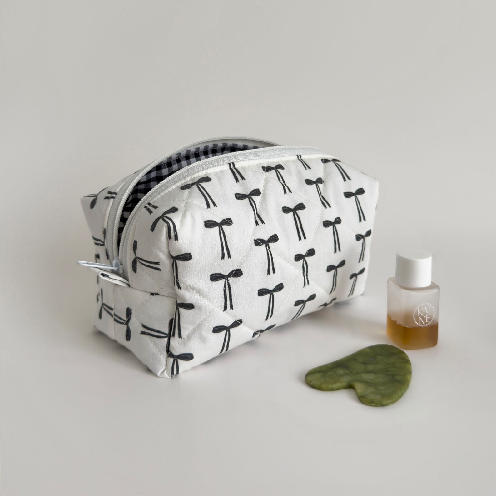 Quilted Makeup Bag, Coquette Makeup Bag, Ribbon Makeup Bag, Coquette ...