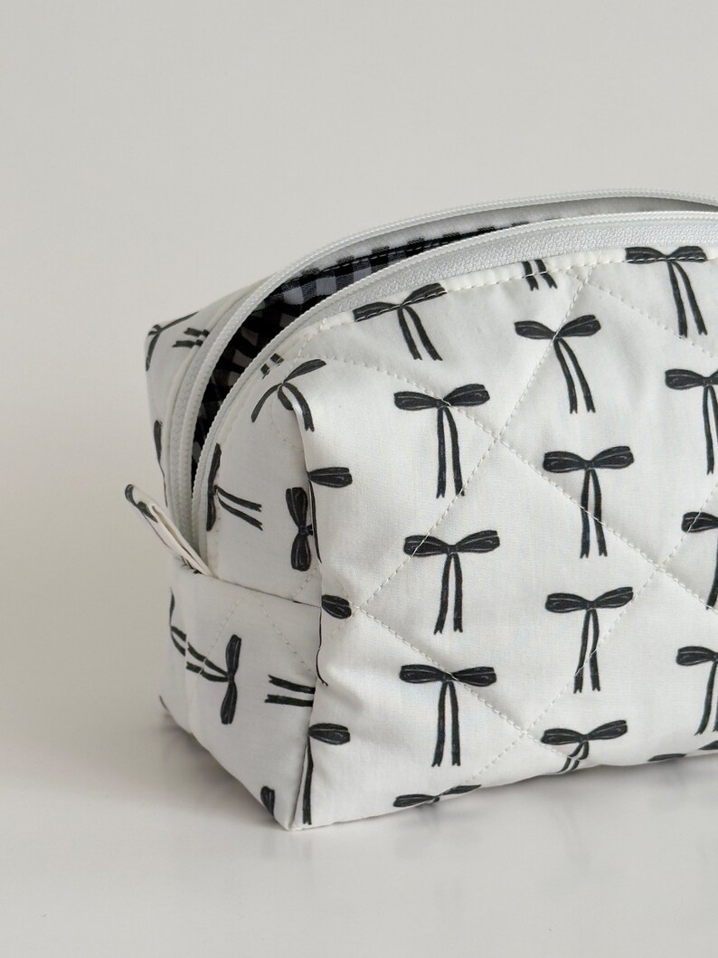 Quilted Makeup Bag, Coquette Makeup Bag, Ribbon Makeup Bag, Coquette ...