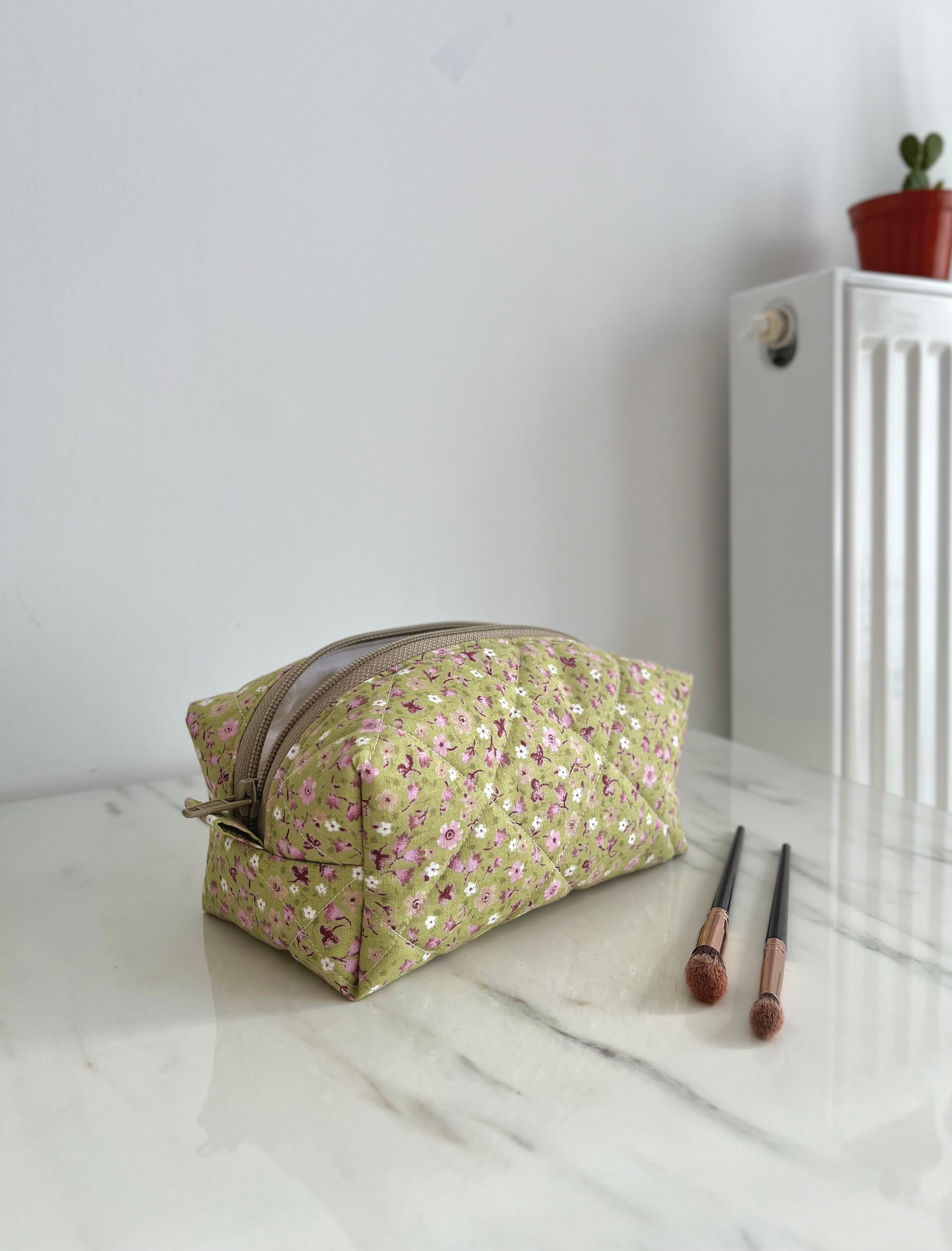 Quilted Makeup Bag Floral Makeup Bag Toiletry Bag Women - Etsy