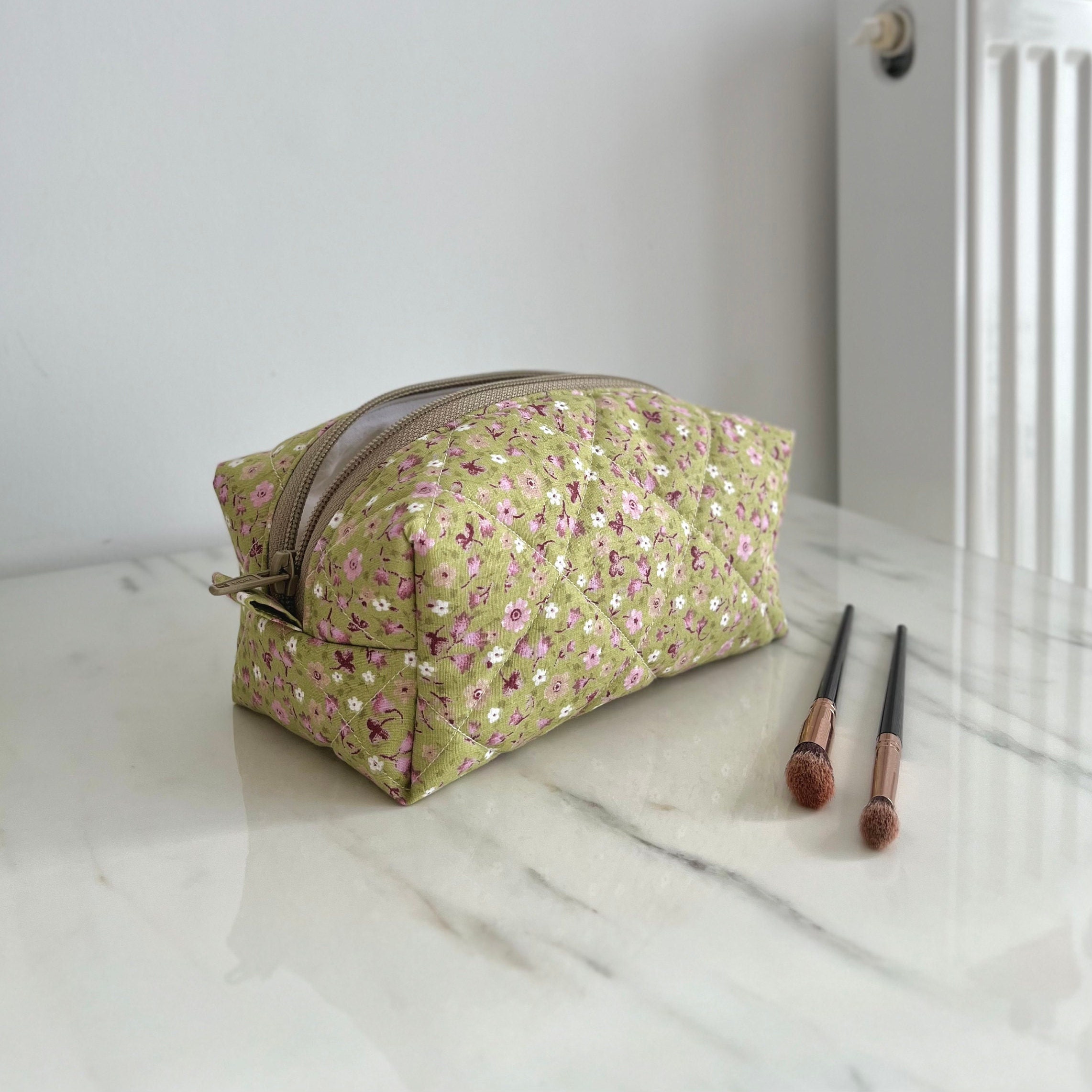 Quilted Makeup Bag, Floral Makeup Bag, Toiletry Bag Women, Quilted ...