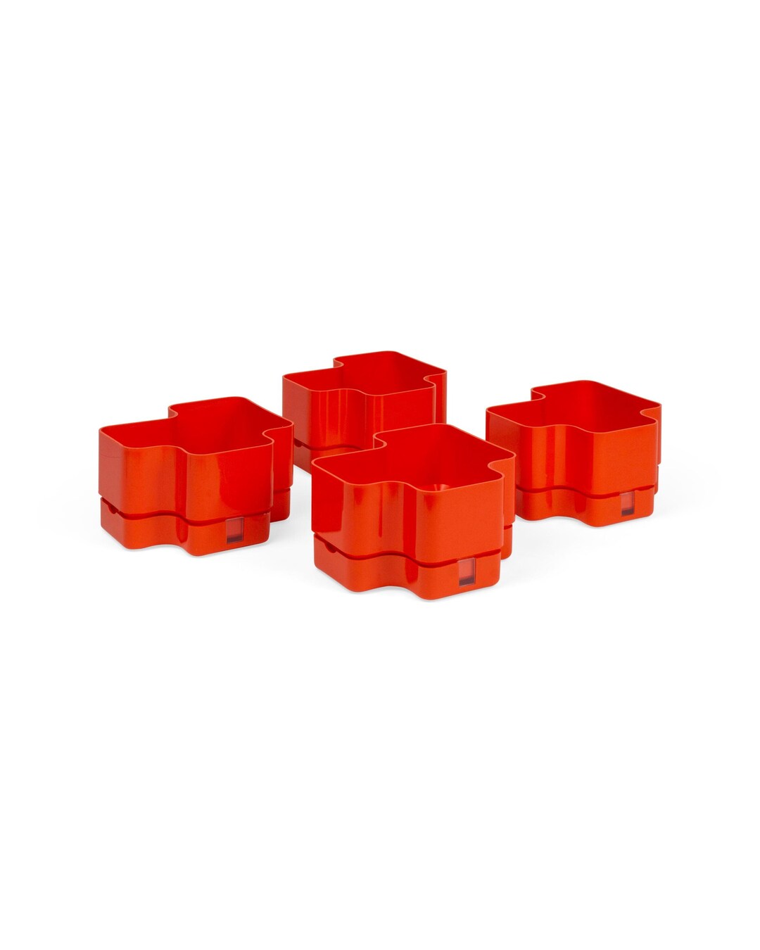 Set of 4 Model "junior" Orange Plastic Plant Pots Programma Vastill, Studio Reflex Design With ...