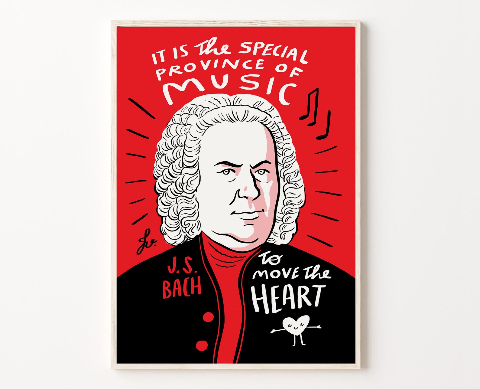 Johan Sebastian Bach Quote Poster, Illustrated Wall Art, Bach Artwork ...
