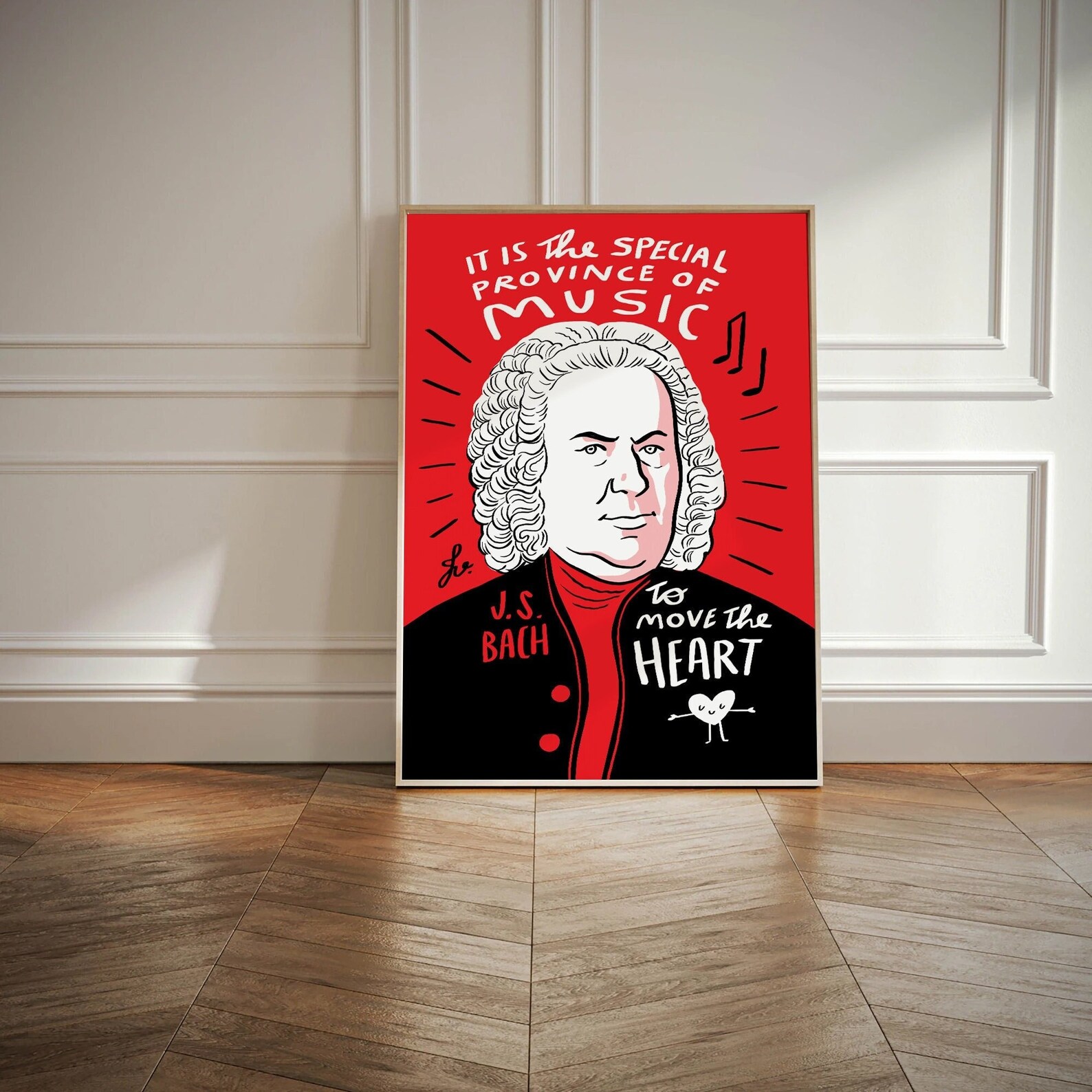 Johan Sebastian Bach Quote Poster, Illustrated Wall Art, Bach Artwork ...