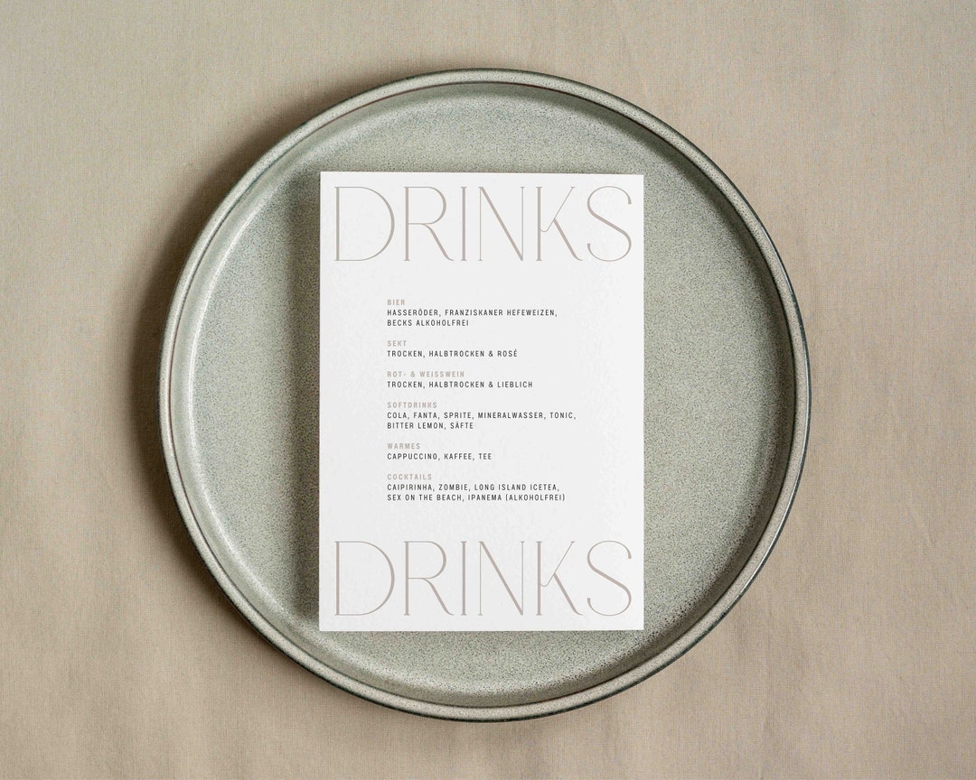 A5 Drinks Menu Wedding Drinks Overview Bar Sign Wedding - Etsy
