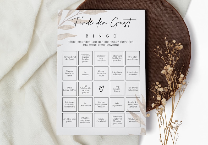 50 Bingo-Karten Hochzeitsspiel: Finde den Gast Partyspiel - Etsy.de