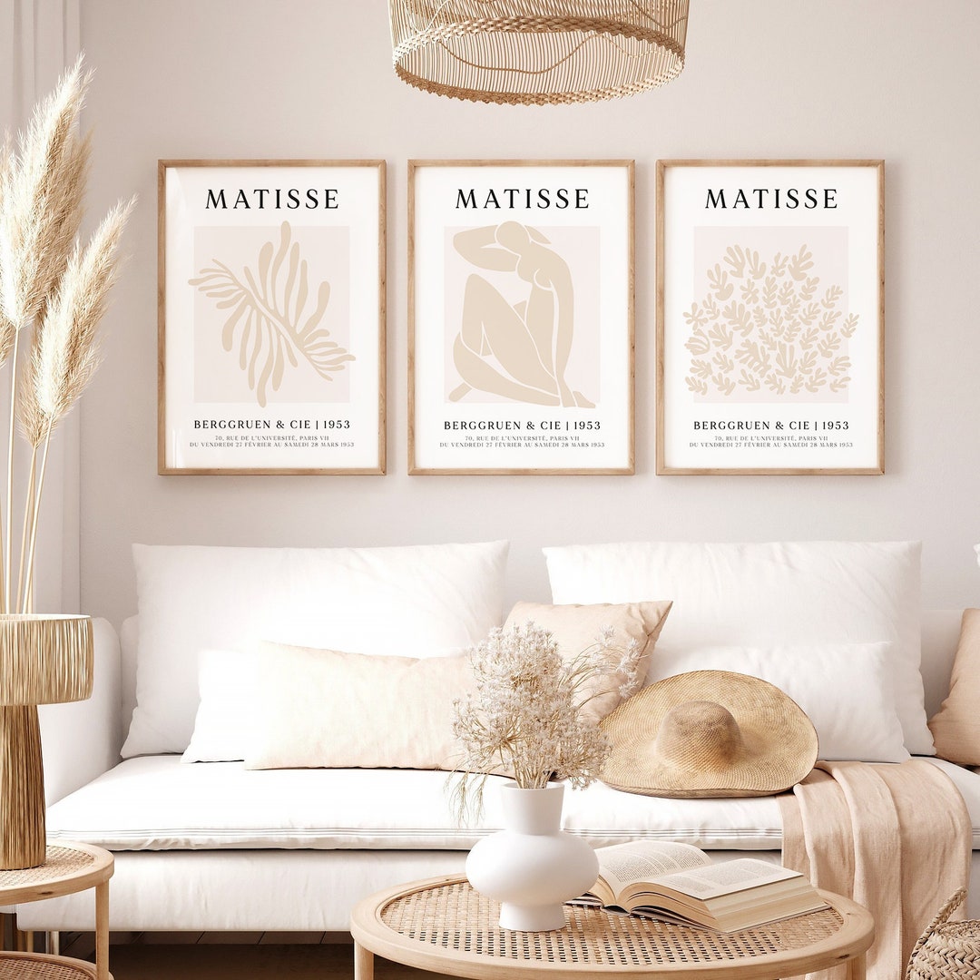 Set of 3 Poster Henri Matisse Beige; Art Print; Set of 3 Murals ...