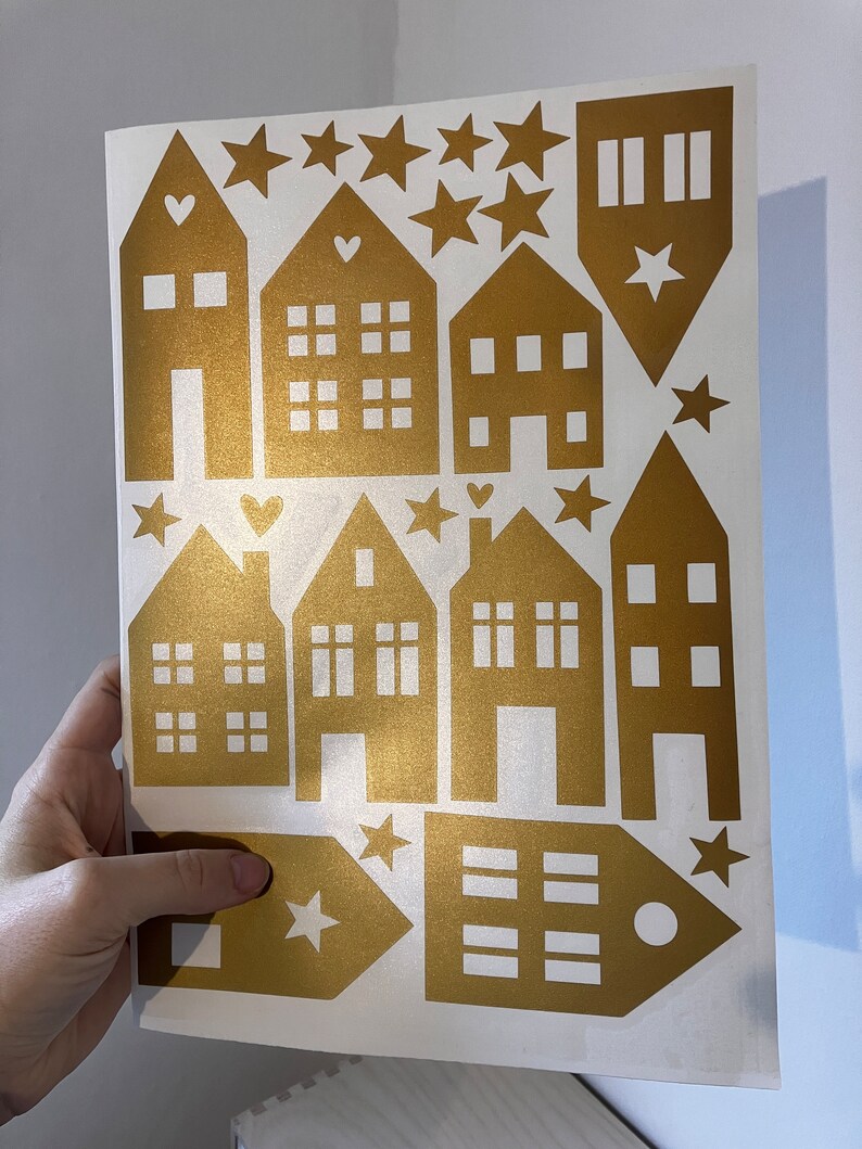 Window Picture, Sticker, Vinyl Sticker Houses, Winter Village - Etsy