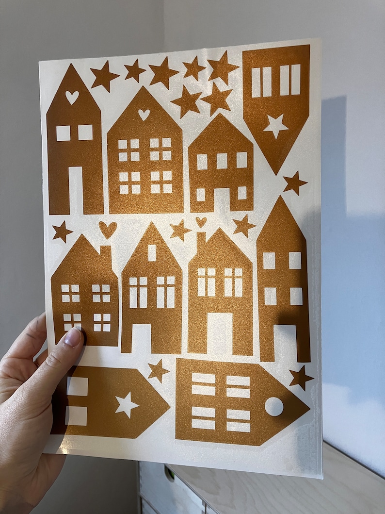 Window Picture, Sticker, Vinyl Sticker Houses, Winter Village - Etsy