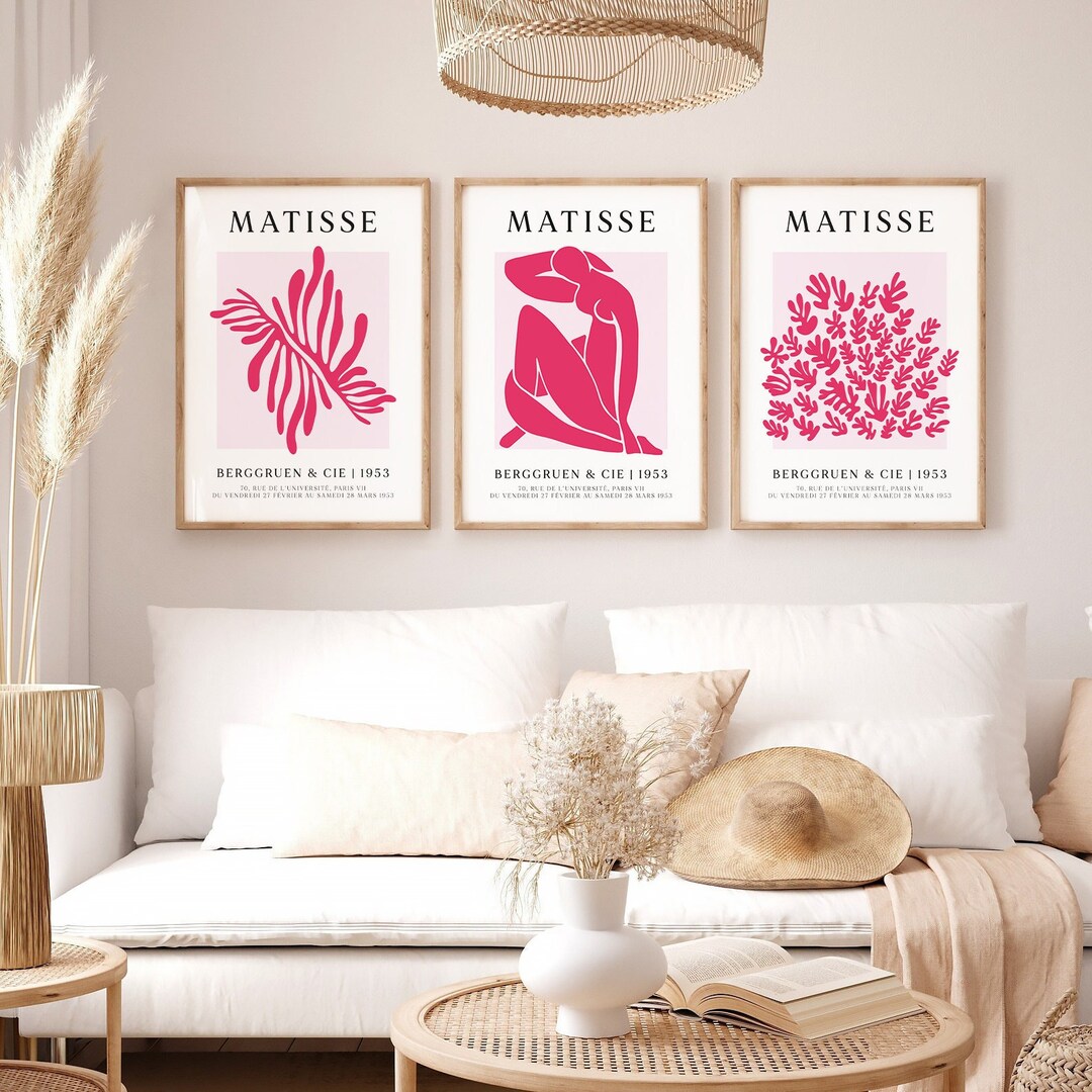 Set of 3 Poster Henri Matisse Pink Art Print Set of 3 Murals Abstract ...