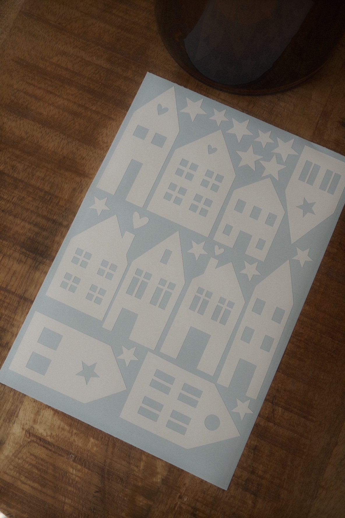 Window Picture, Sticker, Vinyl Sticker Houses, Winter Village - Etsy