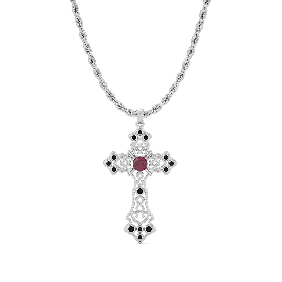 Baroque Gothic Cross Necklace, Red Gothic Cross Pendant, Gothic Cross ...