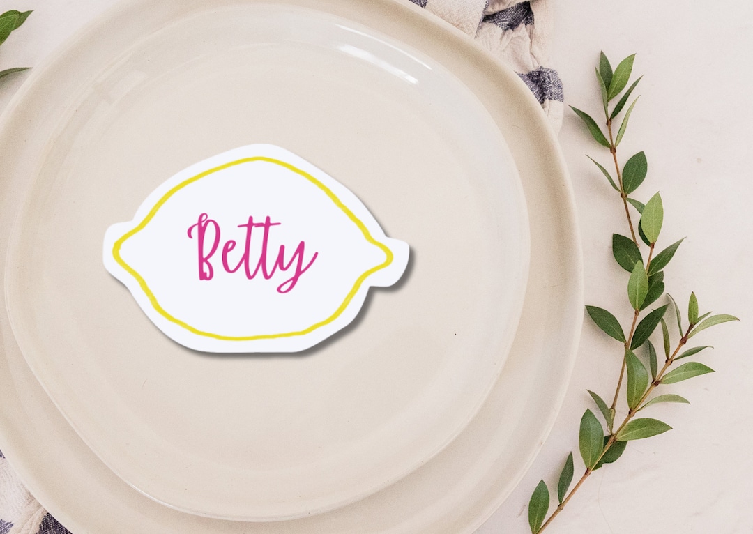 10 Lemon Shape Place Cards, Editable Bright & Vibrant Name Tags | Lemon ...