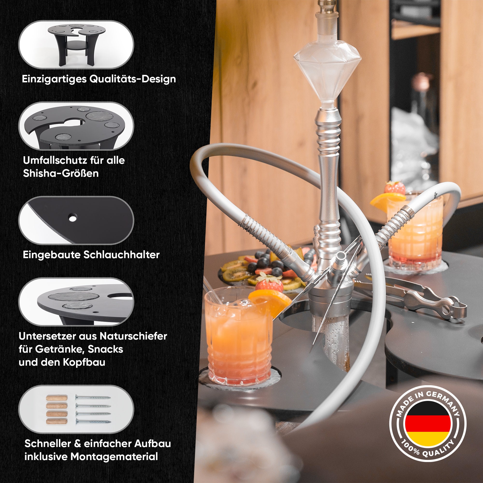 Shisha Table With Accessories Natural Slate Coasters for - Etsy