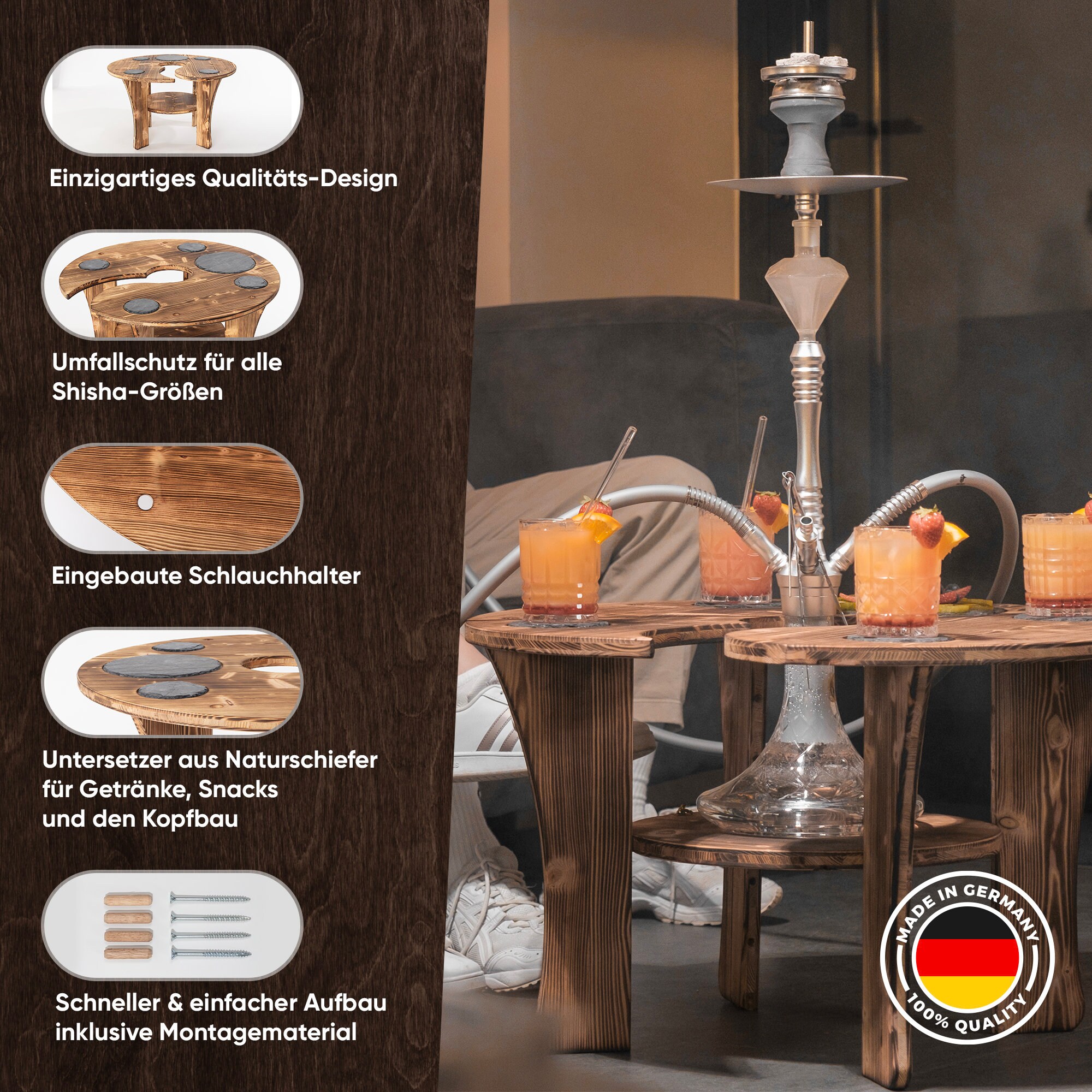 Shisha Table With Accessories Natural Slate Coasters for - Etsy