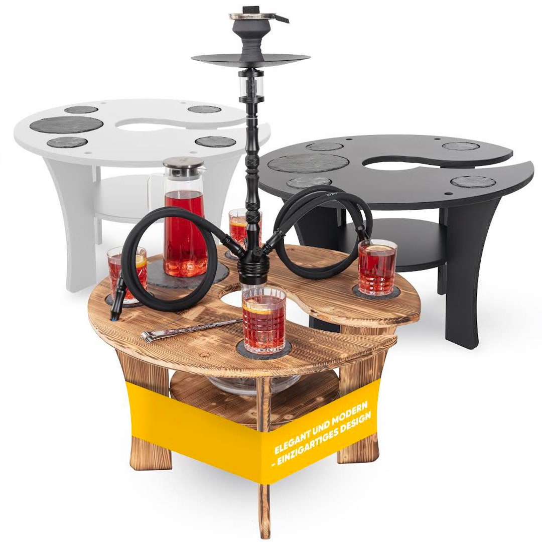 Shisha Table With Accessories Natural Slate Coasters for Snacks ...