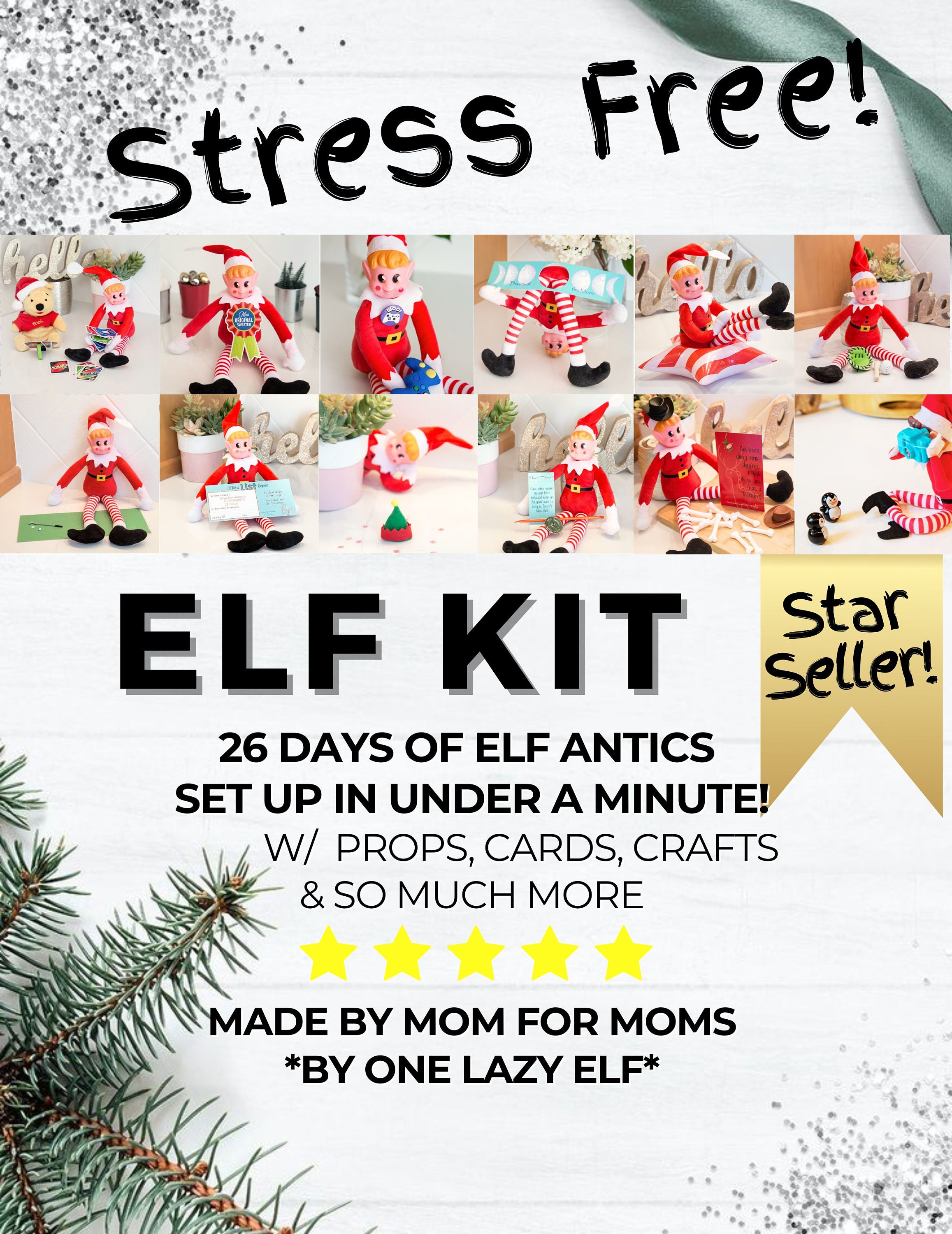 SHIPS TODAY! Best 26 Day Funny Elf Kit | Elf Props| Elf Antics Pranks ...