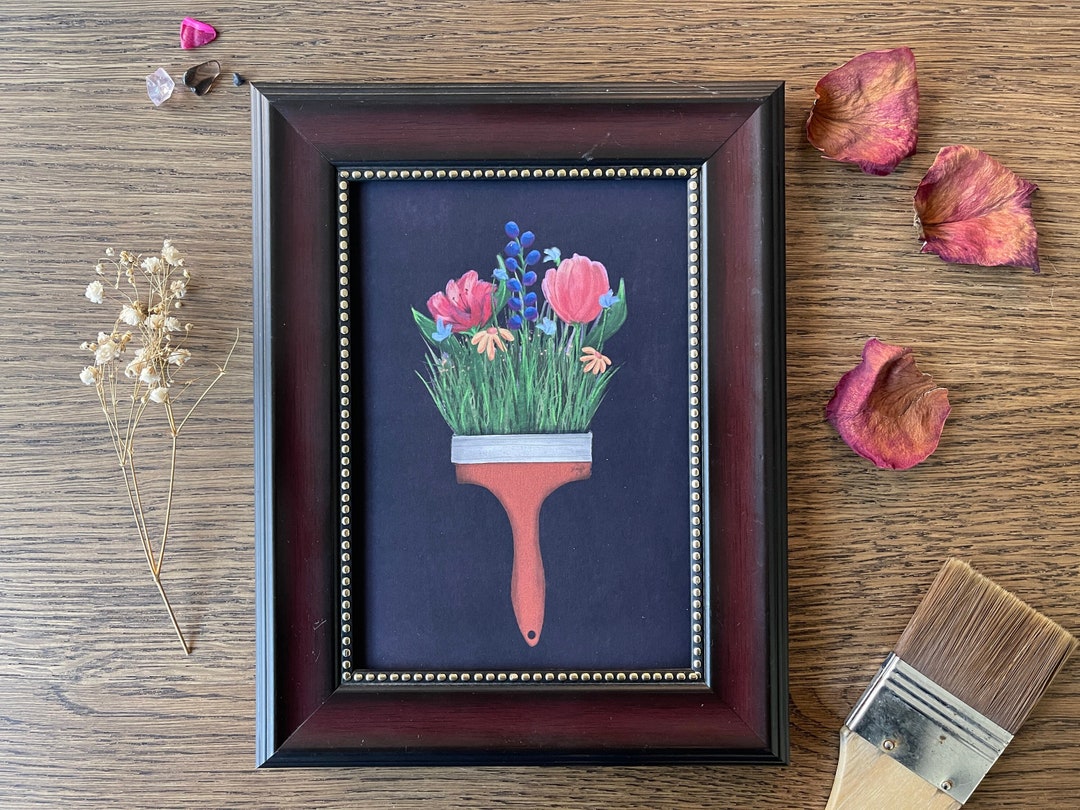 Floral Paintbrush Print | Matte Art Print, Moody Spring Art for Nature ...