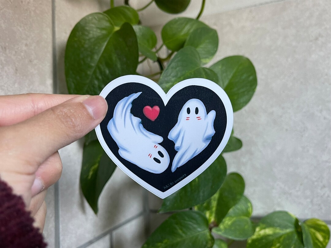 Ghostie Hearts Sticker | Booloved Handmade Illustrated Waterproof ...