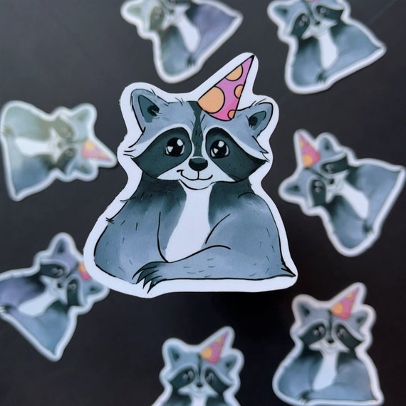 Party Raccoon Vinyl Sticker Raccoon Party Animal Laptop & - Etsy
