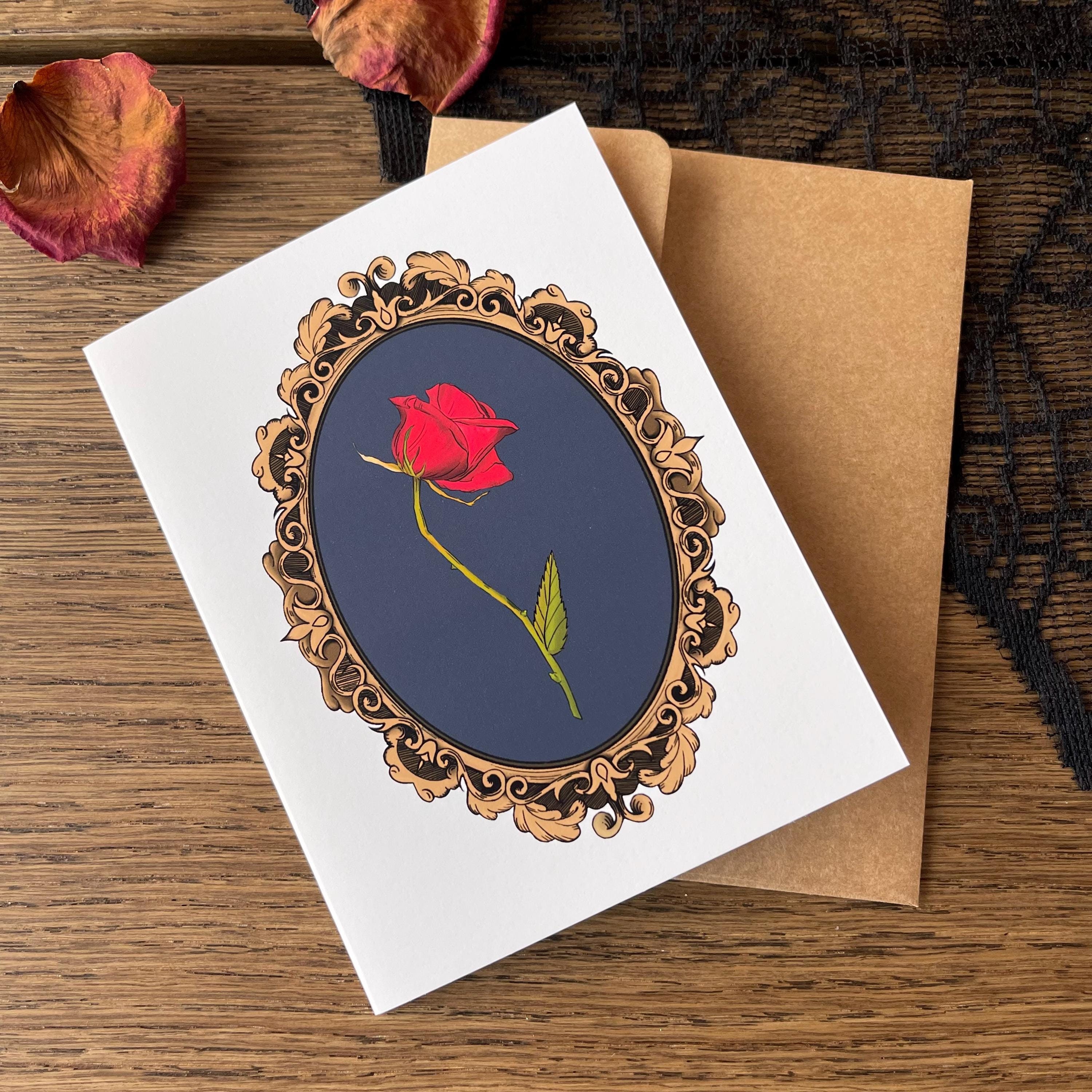 Gothic Rose Greeting Card | Spooky, Romantic, Alternative, Custom Cards ...