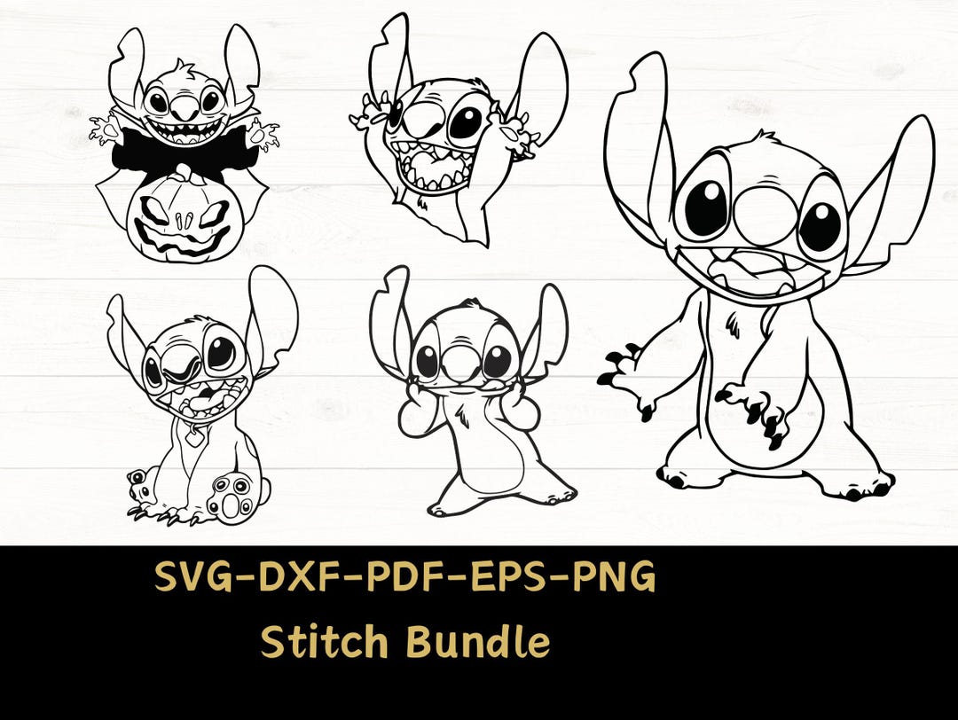 Stitch Bundle SVG Laser Cut File, Stitch Outline Svg, Lilo and Stich ...