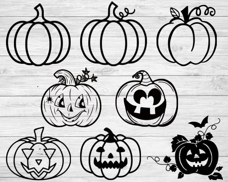 Pumpkin SVG Bundle / Fall Pumpkin SVG / Autumn Pumpkin Outline SVG ...