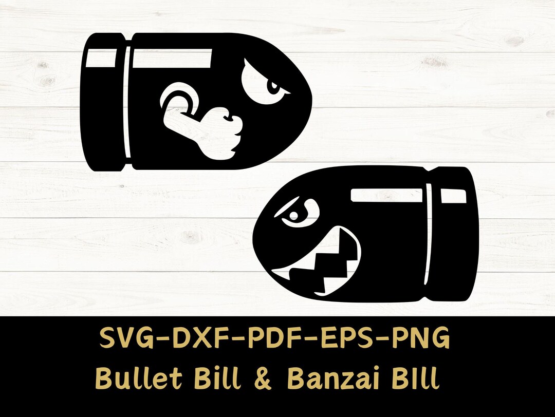 Bullet Bill and Banzai Bill SVG File, Bullet Bill From Super Mario Bros ...