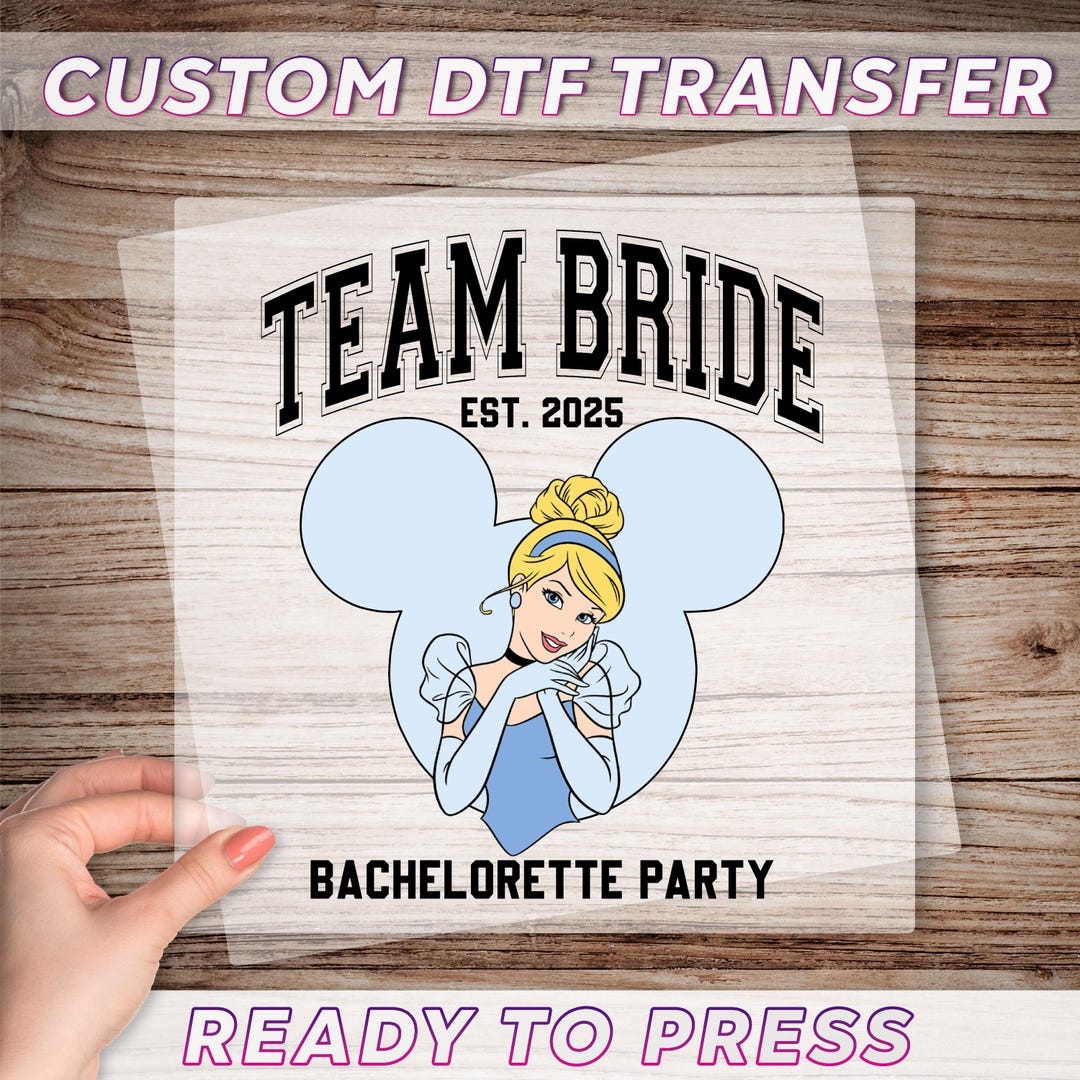 Disney Team Bride DTF Transfer, Disney Bachelorette Party Dtf, Disney ...