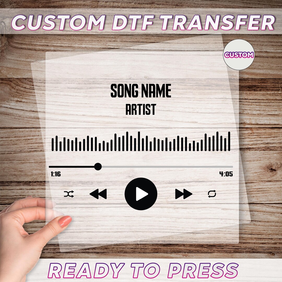 Custom Song Name DTF Transfer, Custom Artist Name Ready to Press ...